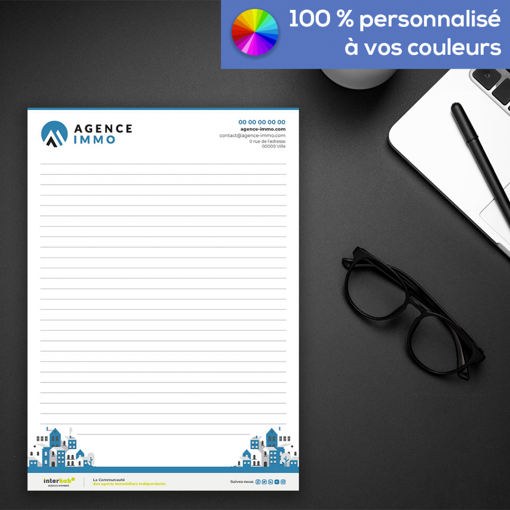 Bloc notes A4 (50 feuilles) - le shop by la boîte immo
